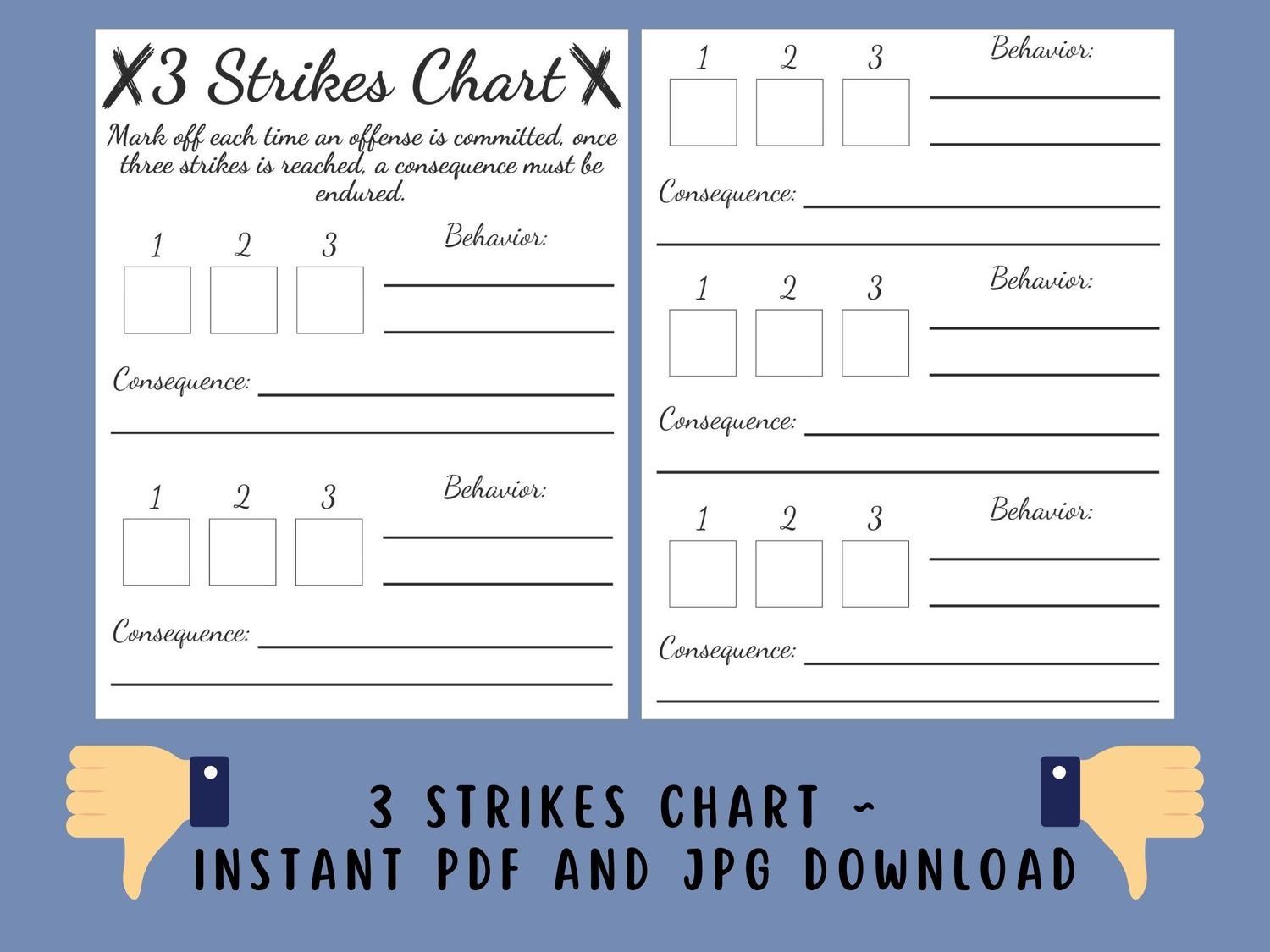 3 Strikes Chart - Etsy