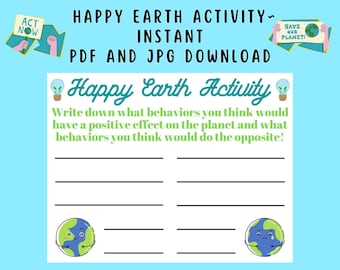 Happy Earth Vs Sad Earth Activity | Elementary School Science Activity ...