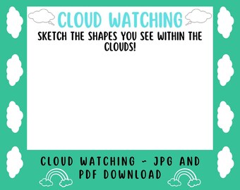 Cloud Watching Coloring Page | Kids Printable Coloring Page - Etsy