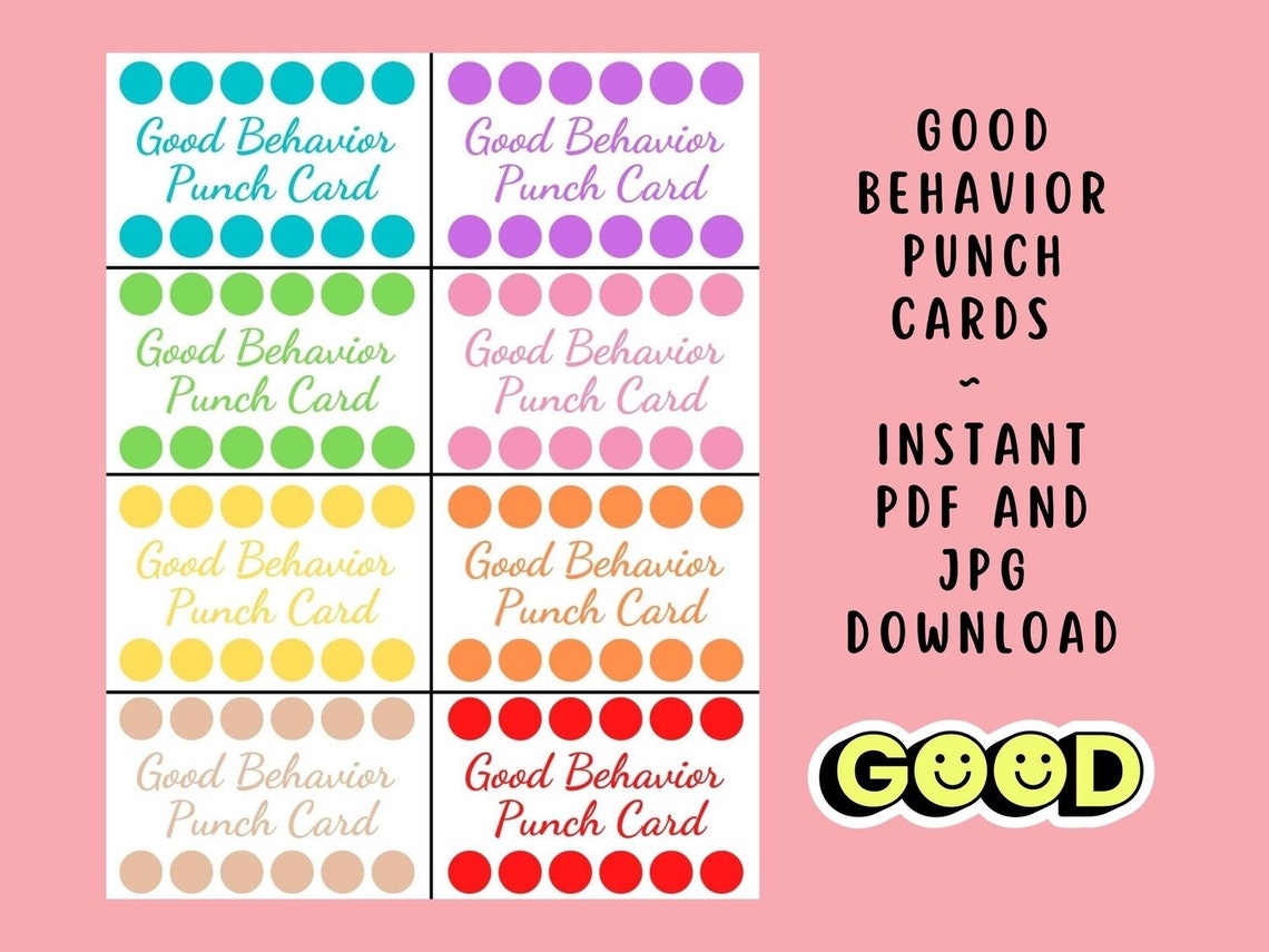 Good Behavior Punch Cards - Etsy