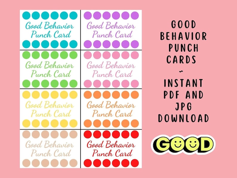Good Behavior Punch Cards - Etsy