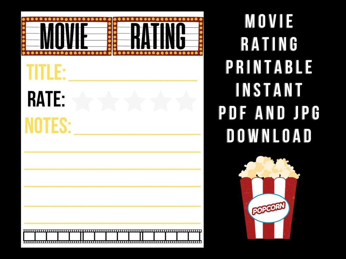 Movie Rating ~ Printable Review - Etsy
