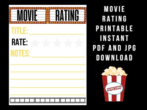 Movie Rating Printable Review - Etsy