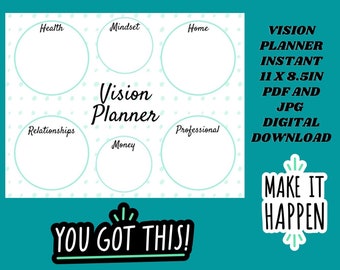 Printable Vision Board, Self Love Journal, Goal Tracker, A4 Size ...