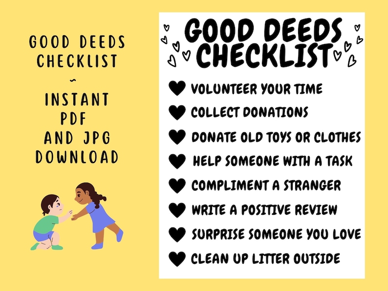 Good Deeds Checklist - Etsy