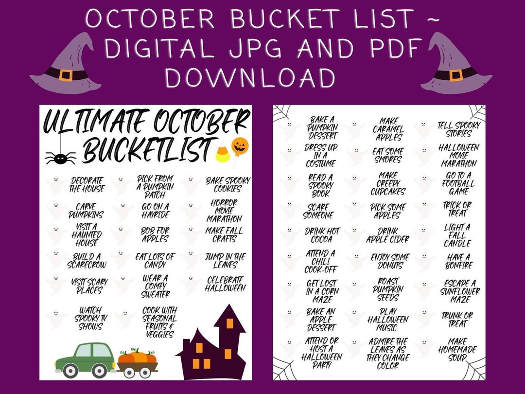 October Bucket List ~ Digital Printable - Etsy