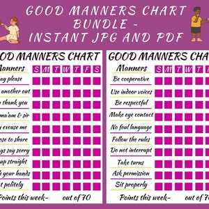 Good Manners Chart ~ Digital Bundle - Etsy