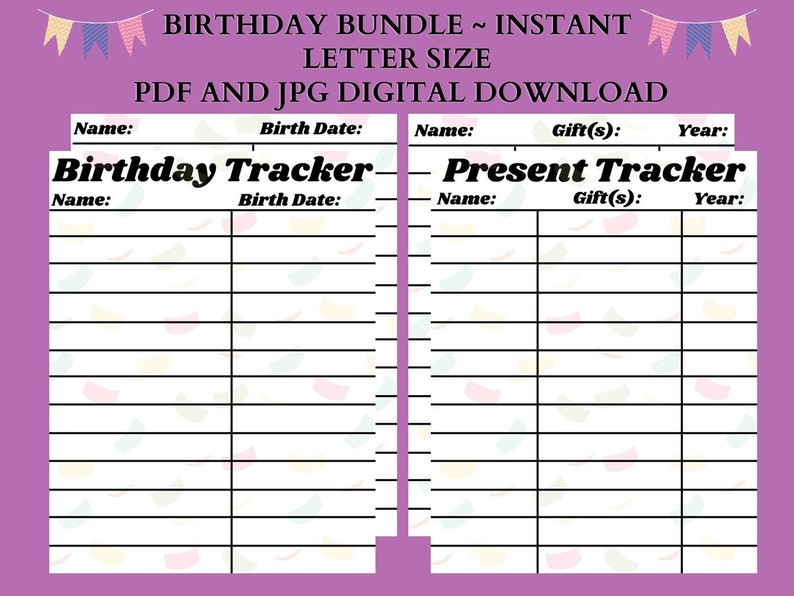 Birthday Bundle ~ Printable Tracker - Etsy