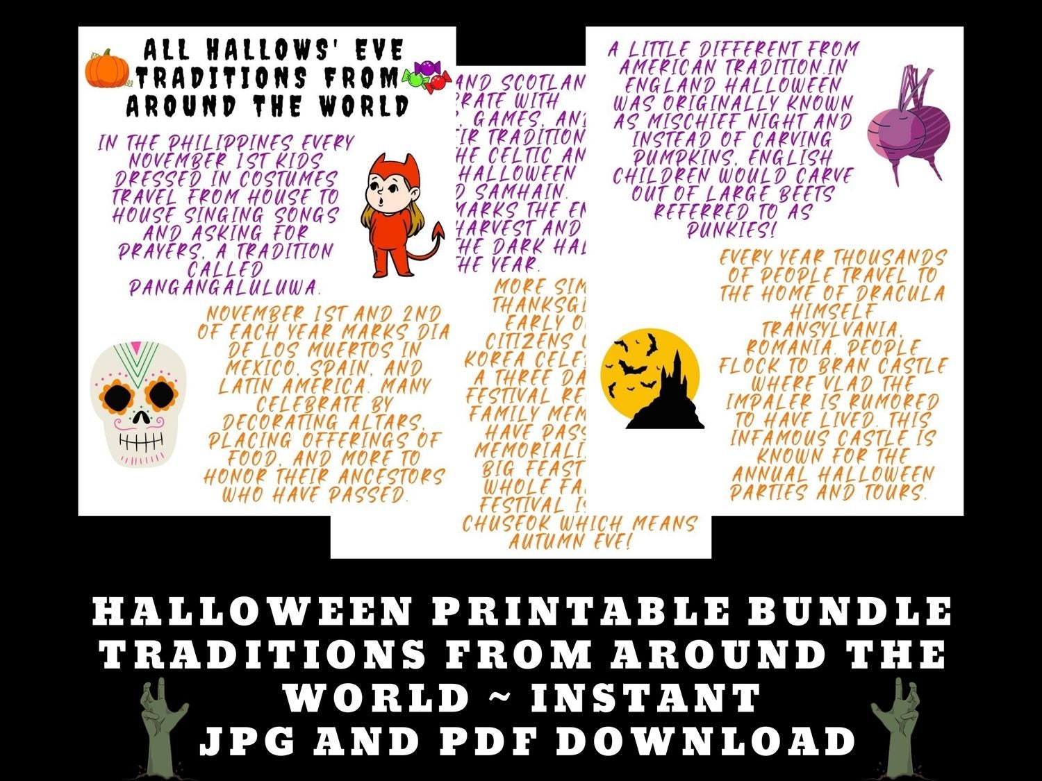 Halloween Printable Bundle ~ Traditions From Around the World - Etsy