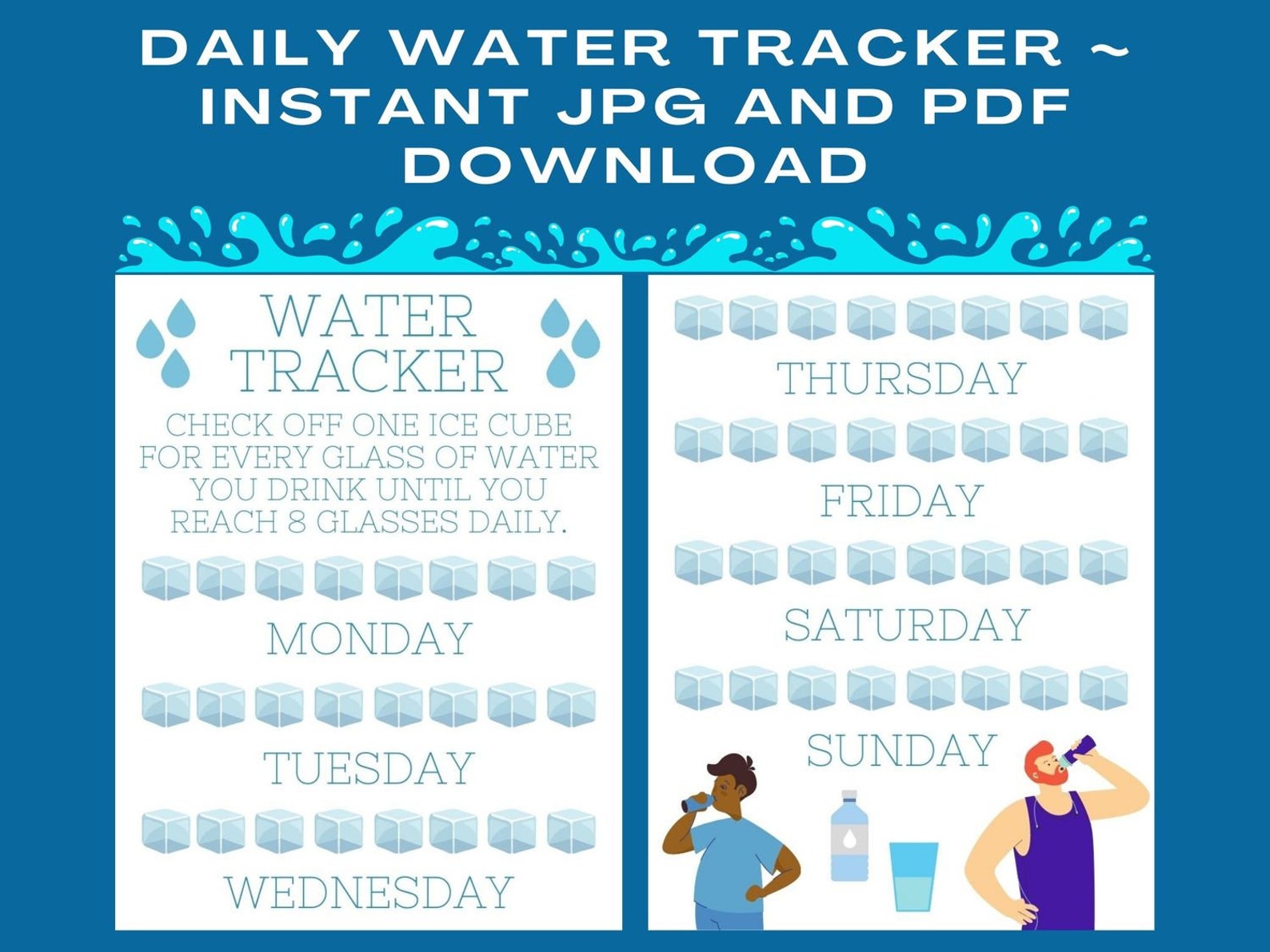 Daily Water Intake ~ Printable Tracker - Etsy
