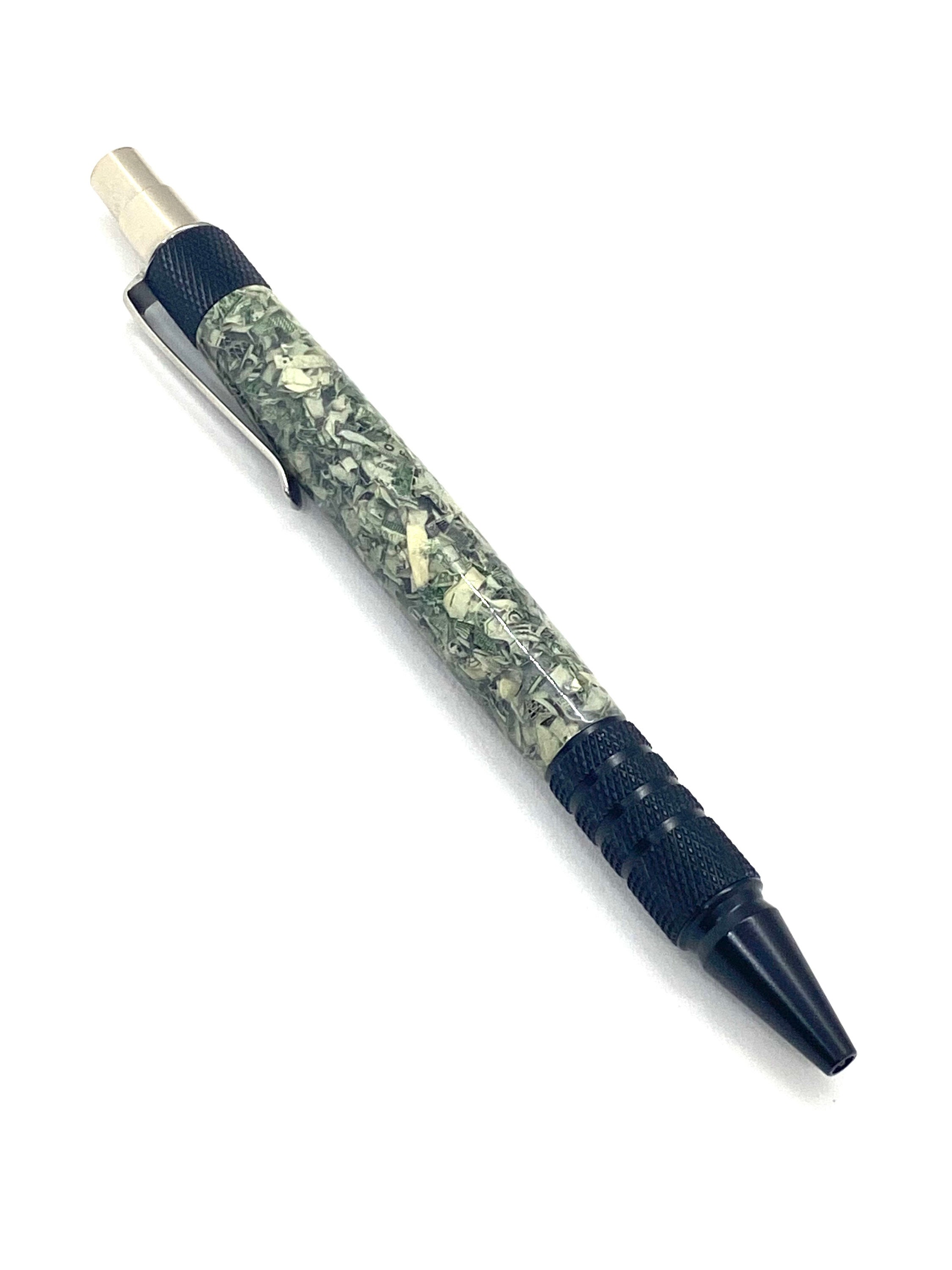 Real Shredded US Money Hybrid Pen Body on a Black Annodized Aluminum ...