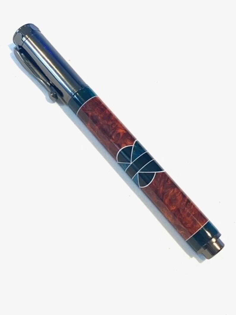 Custom Segmented Amboyna Burl/ African Gaboon Ebony/ Stabilized Blue ...