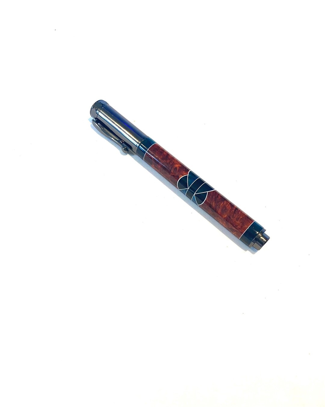 Custom Segmented Amboyna Burl/ African Gaboon Ebony/ Stabilized Blue ...