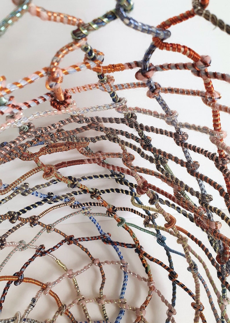 Woven Wire Basket - Coiled Copper Wire and Mixed Yarns - Etsy