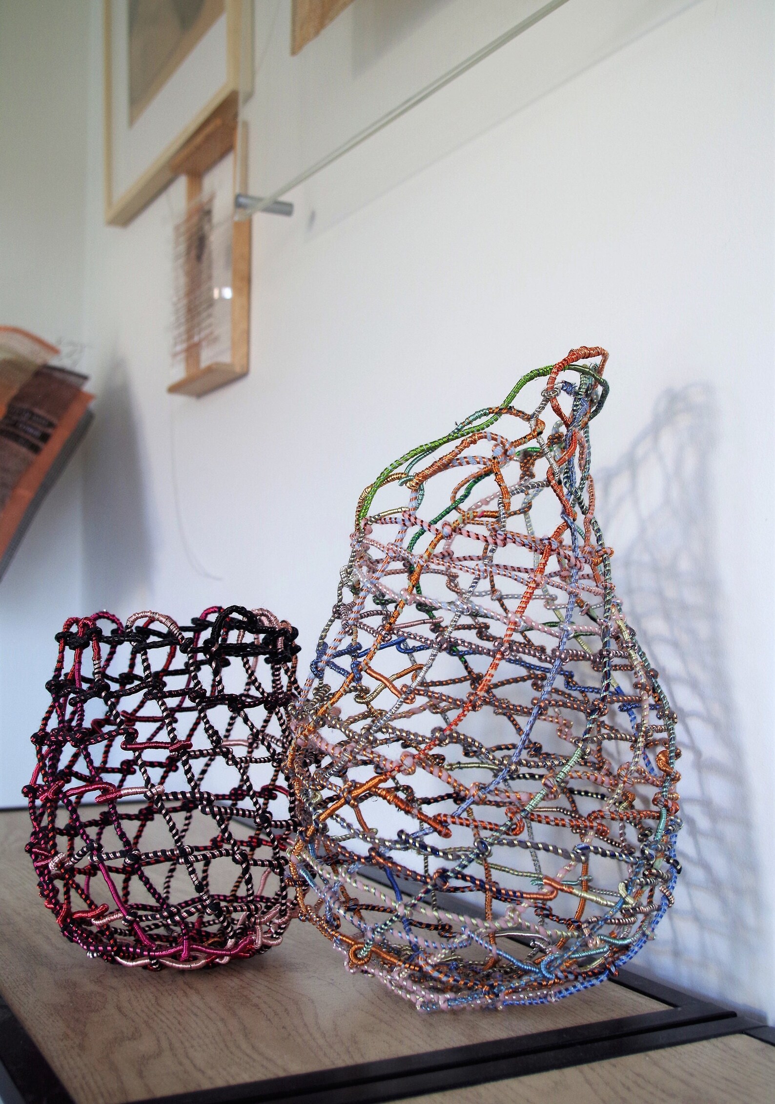 Woven Wire Basket - Coiled Copper Wire and Mixed Yarns - Etsy