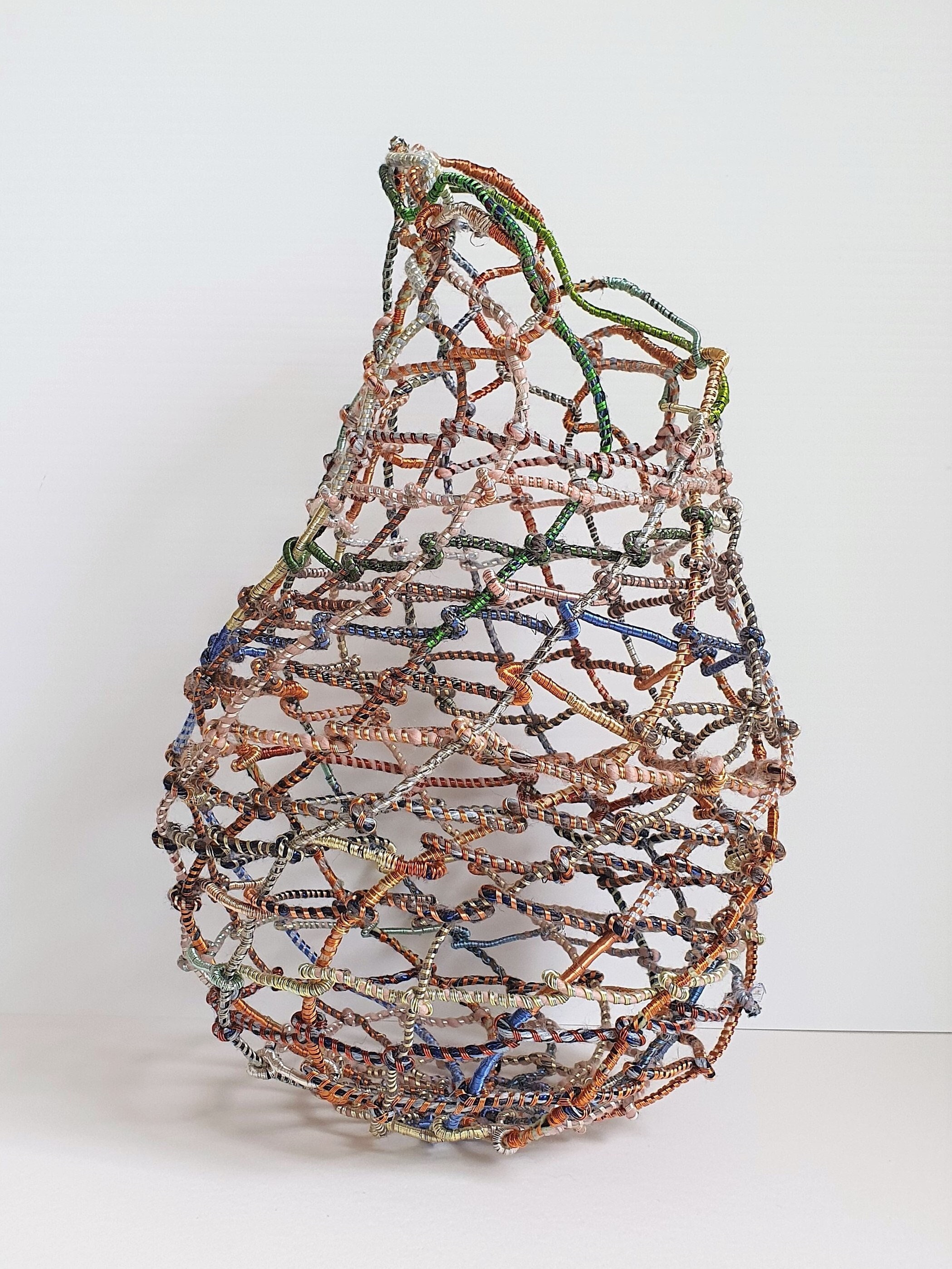 Woven Wire Basket - Coiled Copper Wire and Mixed Yarns - Etsy