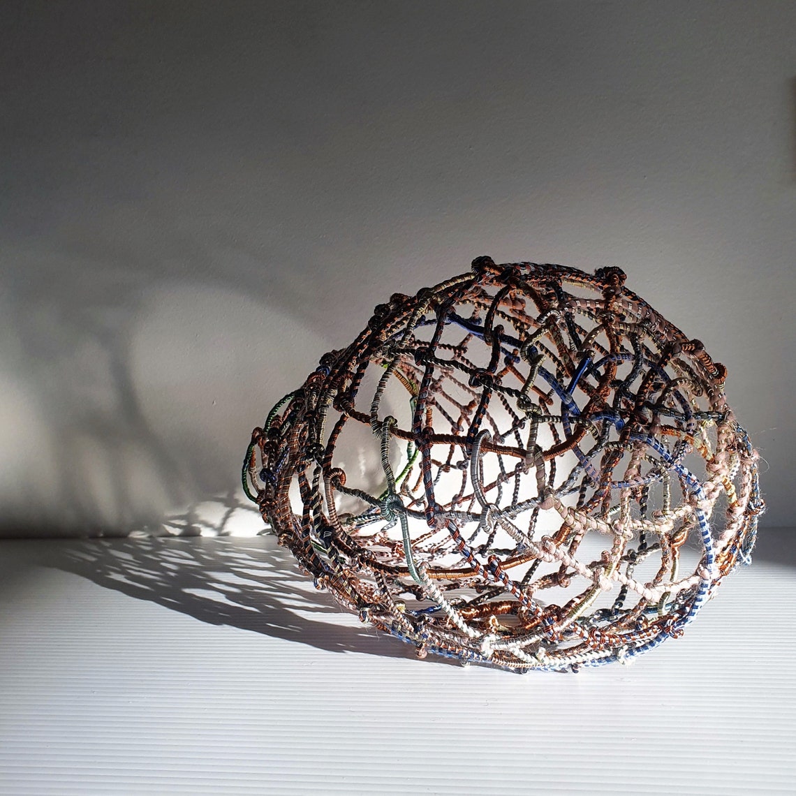 Woven Wire Basket Coiled Copper Wire and Mixed Yarns - Etsy