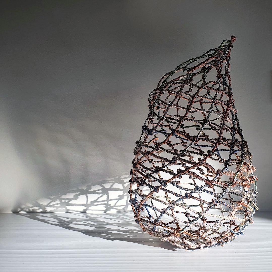 Woven Wire Basket - Coiled Copper Wire and Mixed Yarns - Etsy