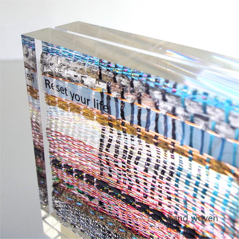 Artwork/bookend, Framed Weaving, Fibre Art, Woven Wire, Small Sculpture ...