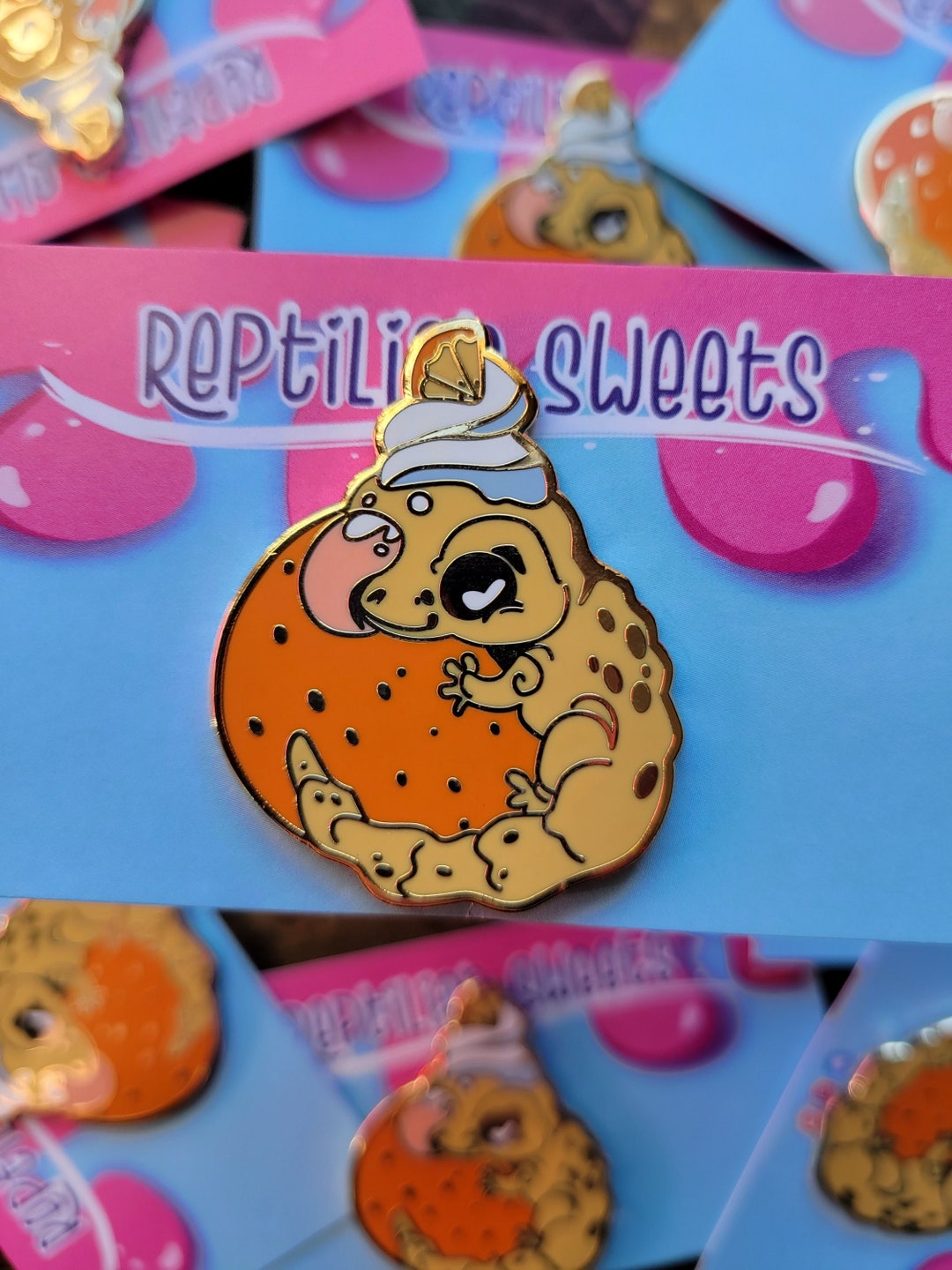 Reptilian Sweets Orange Creme Gecko Pin - Etsy