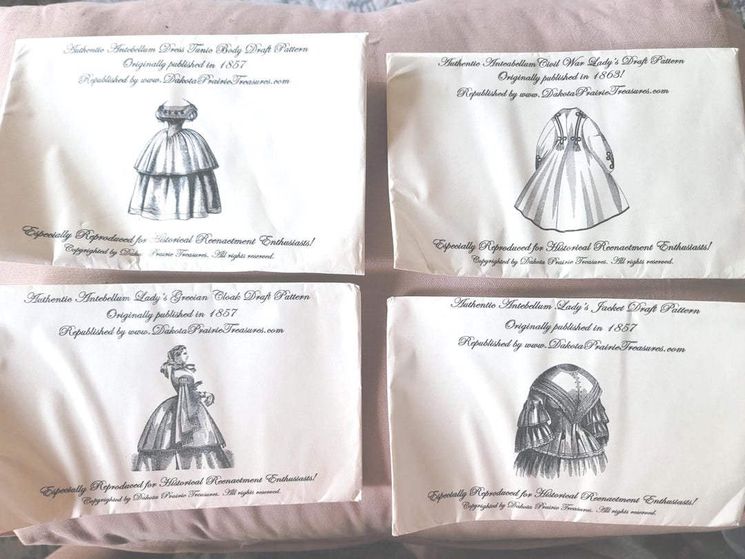 Antebellum Civil War 4 Draft Pattern Ladies Cloak Coat Jacket Blouse ...