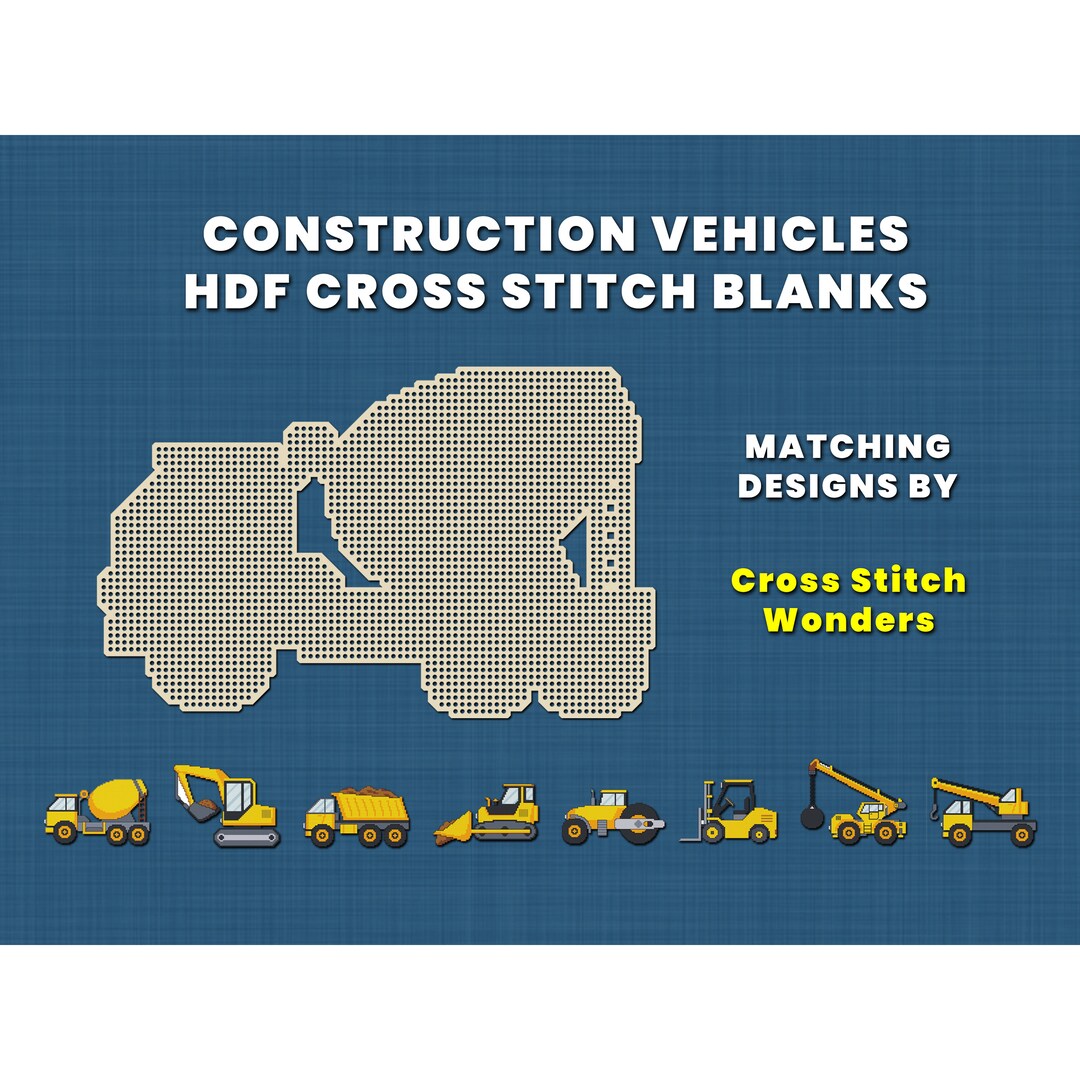 Cross Stitch CONSTRUCTION VEHICLE Blanks | Designs by Cross Stitch ...