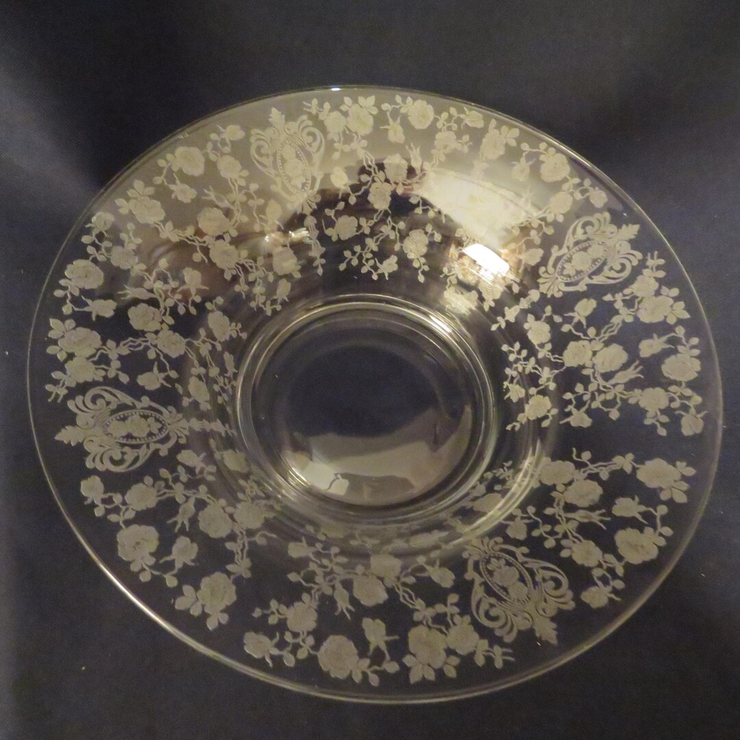 Cambridge Glass Rose Point Large Clear Crystal Serving Bowl 10.5 Inches ...