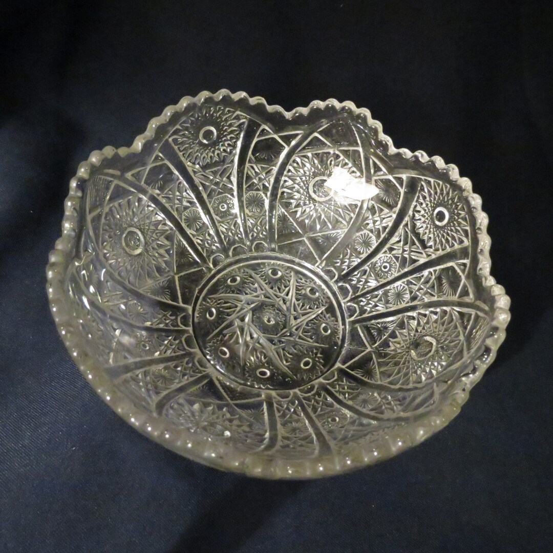 Imperial Glass Clear Pressed Glass Bowl With Sawtooth Edge Arches and ...