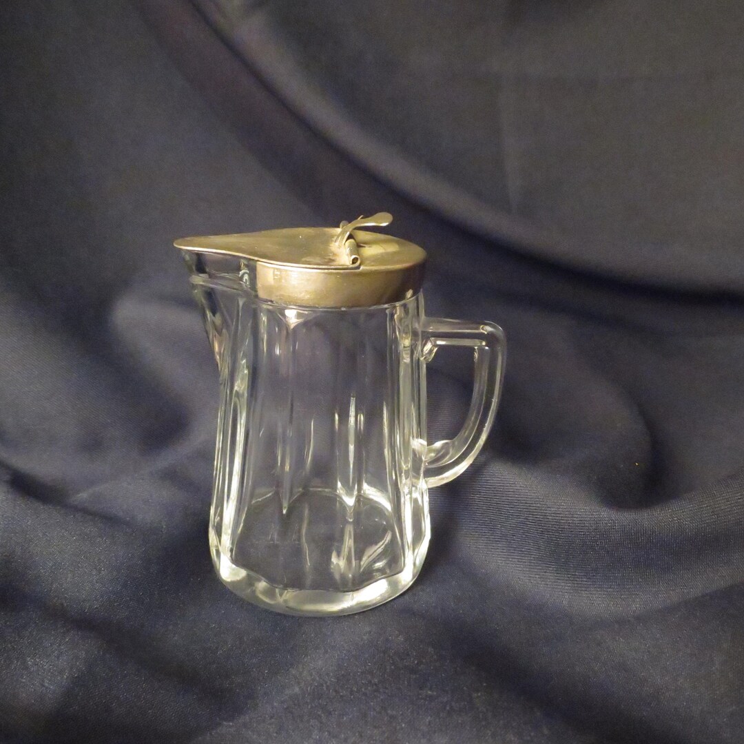 Heisey Clear Glass Syrup in the Mcgrady Pattern With Metal Spring Lid ...