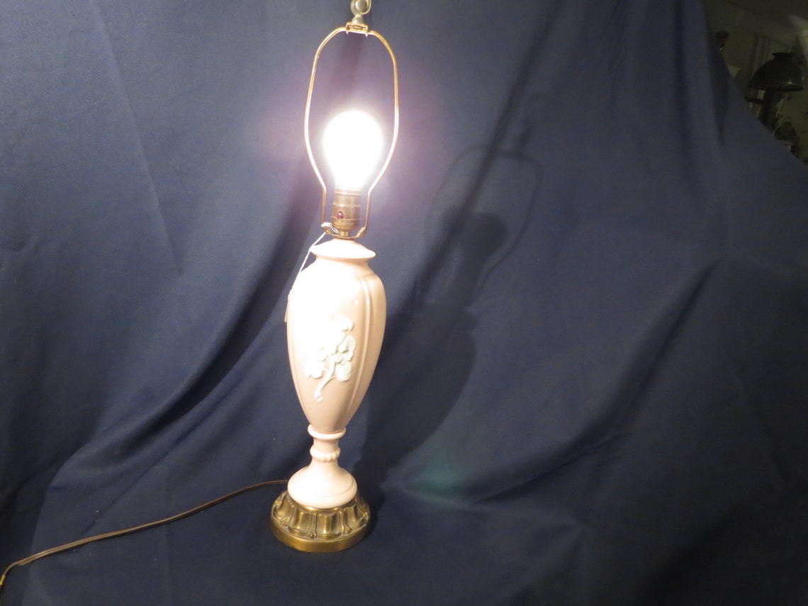 Antique Hull Rosella Table Lamp Pink With White Floral | Etsy