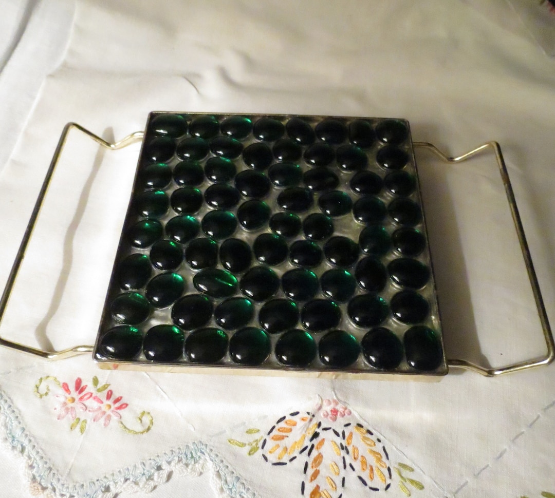 Mid Century Modern Trivet With Green Glass Mosaic - Etsy