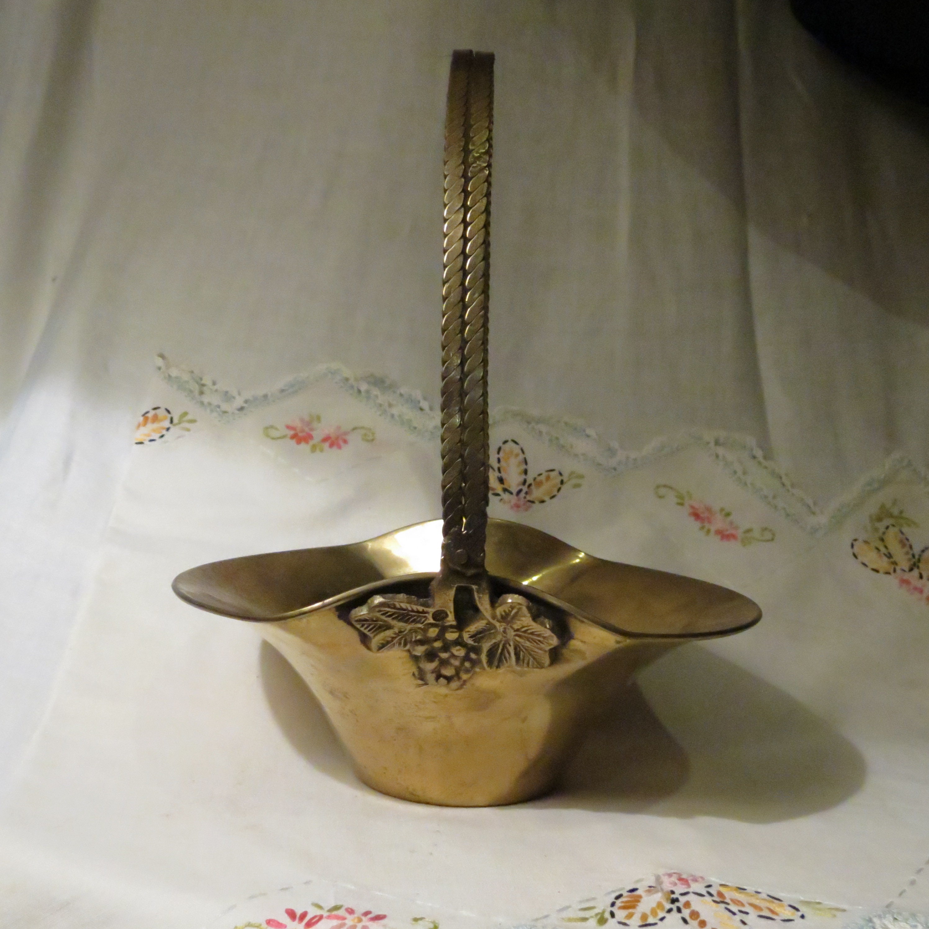 Vintage Brass Basket With Handle - Etsy