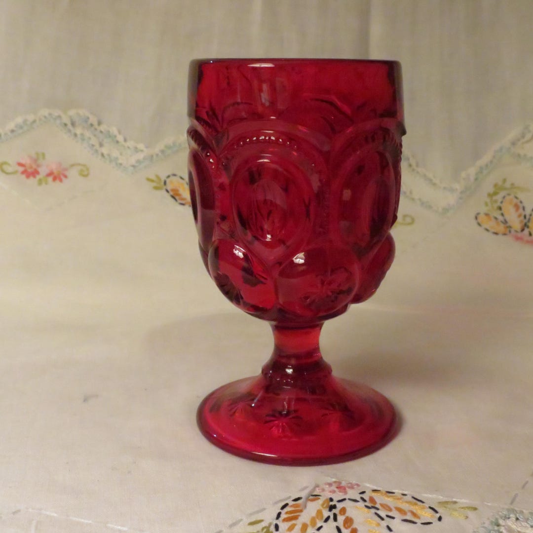 Ruby Red Moon and Stars Goblet by L E Smith Glass - Etsy