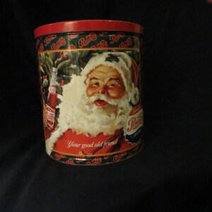 Vintage Christmas Popcorn Tin Santa Claus With Pepsi - Etsy