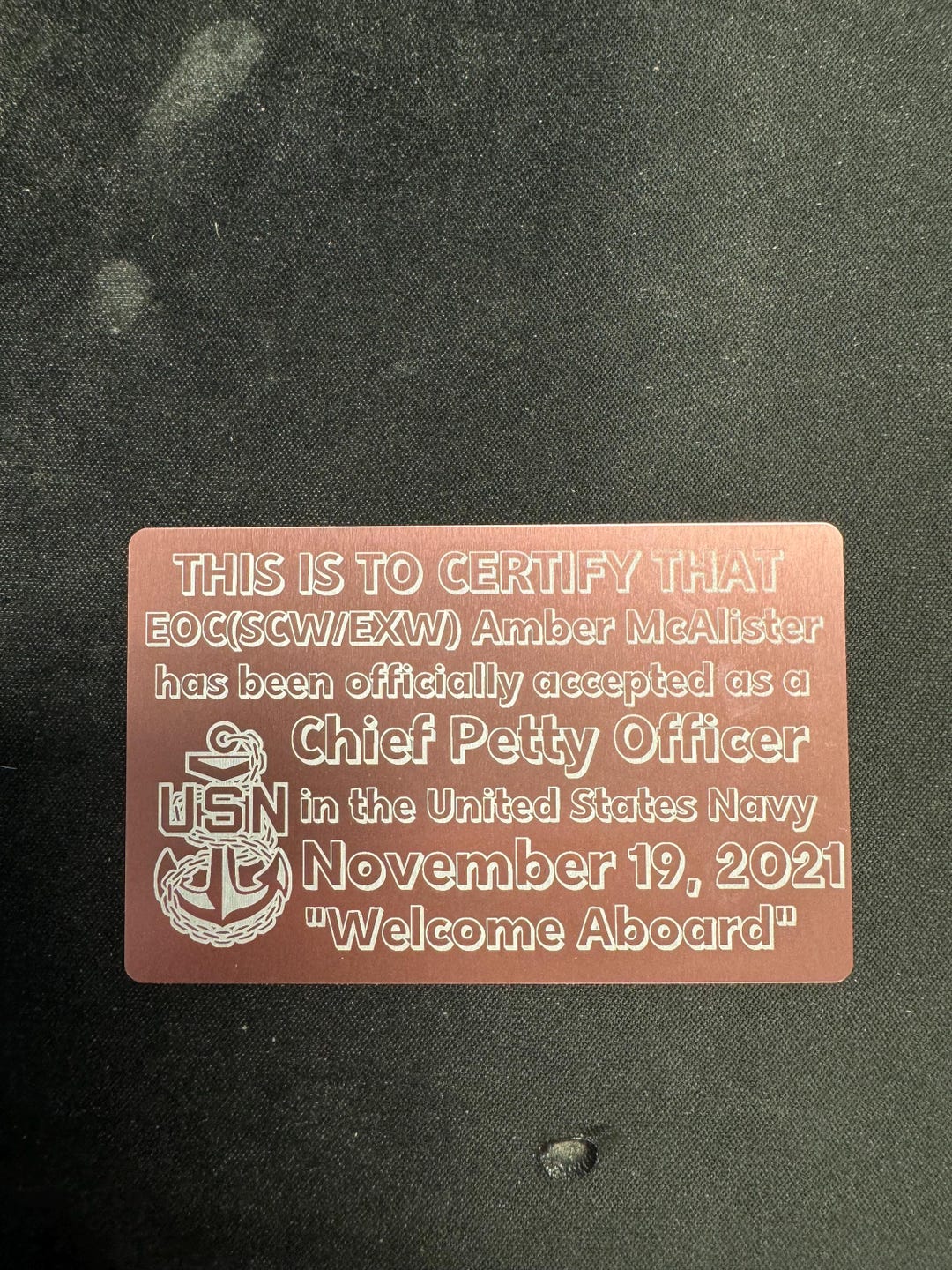 Navy CPO Acceptance/wallet Card - Etsy