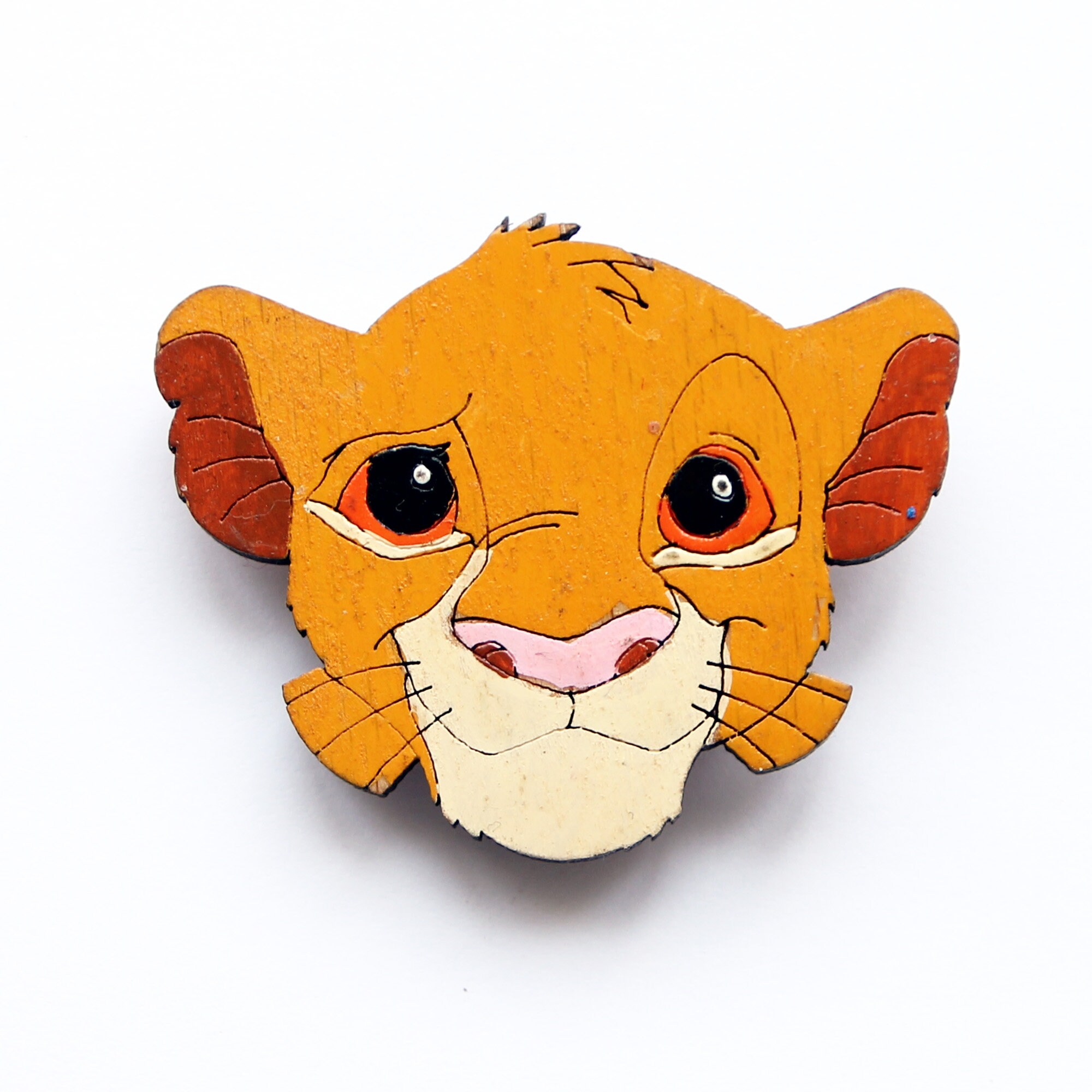 Wood Lion King Simba Brooch, Pin, Hand Painted - Etsy