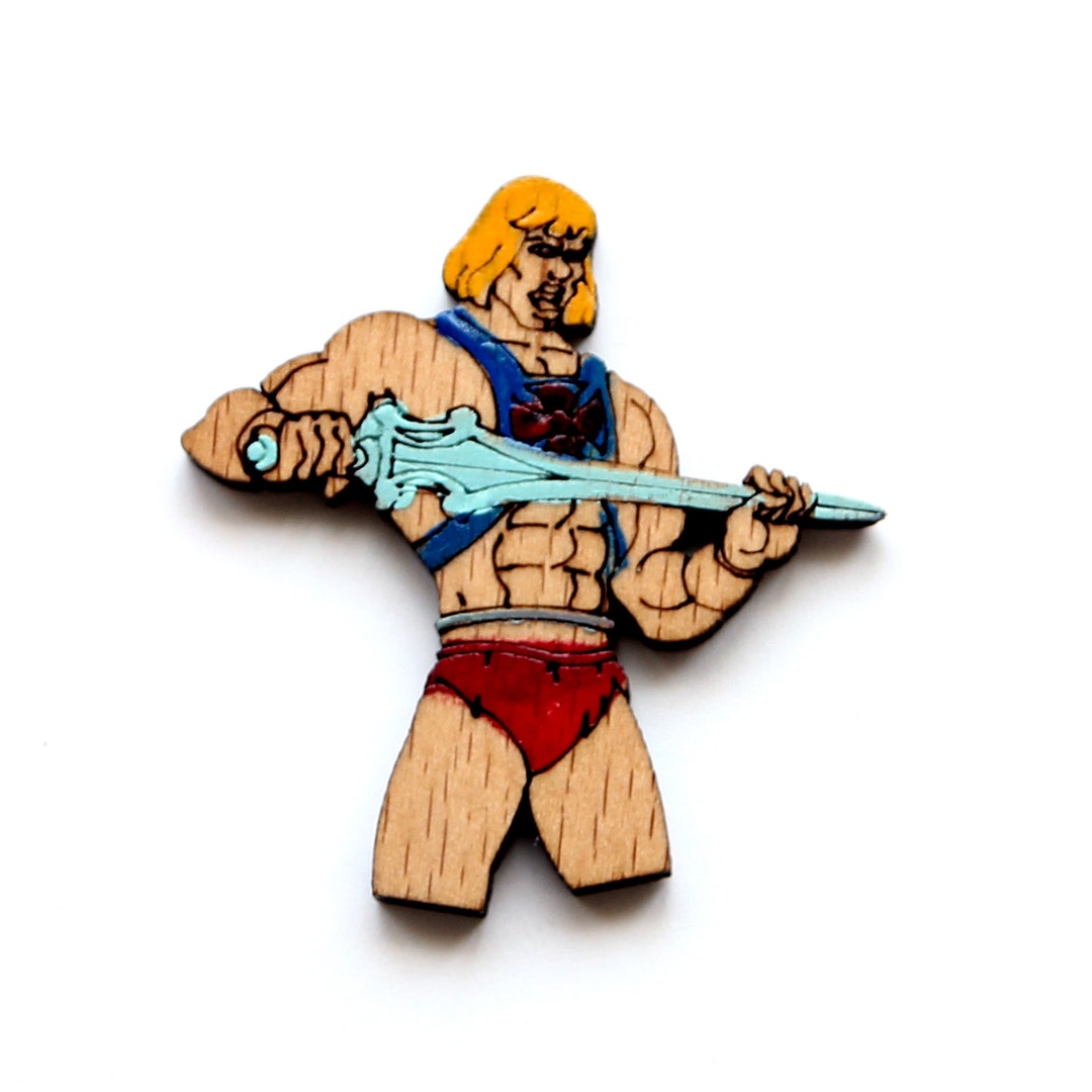 Wood He-man Masters of the Universe Brooch, Pin, Hand Painted - Etsy