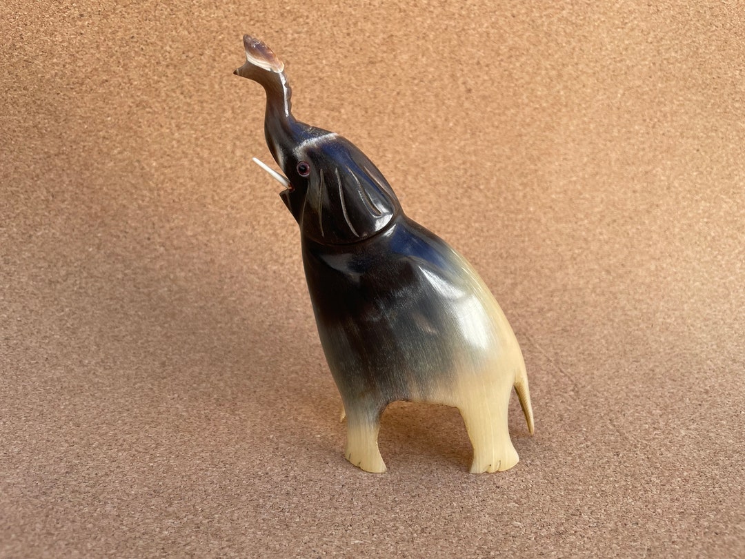 Vintage Elephant Figurine Carved Water Buffalo Horn - Etsy