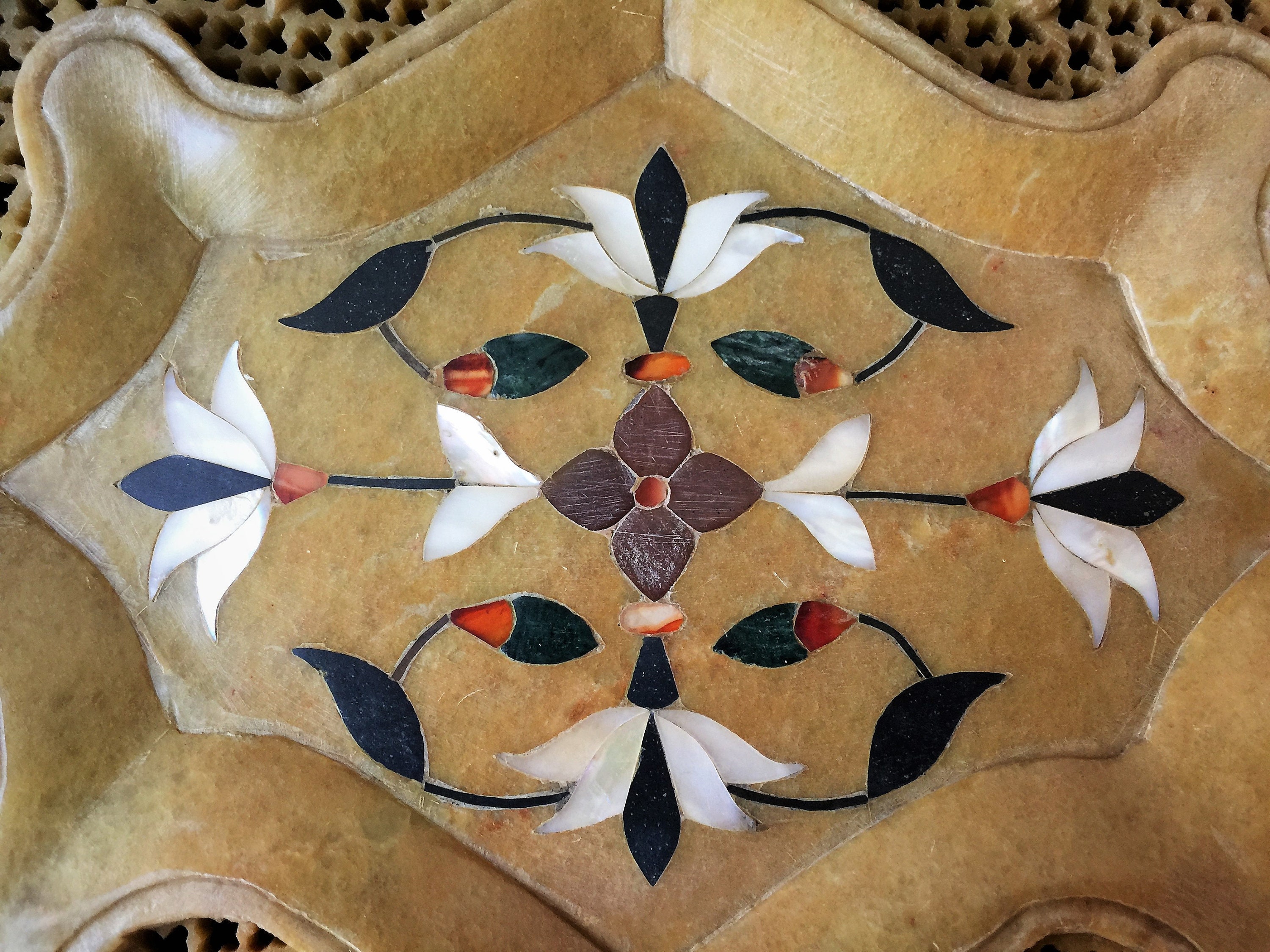 Vintage India Pietra Dura Inlay Carved Soapstone Floral Agates - Etsy UK