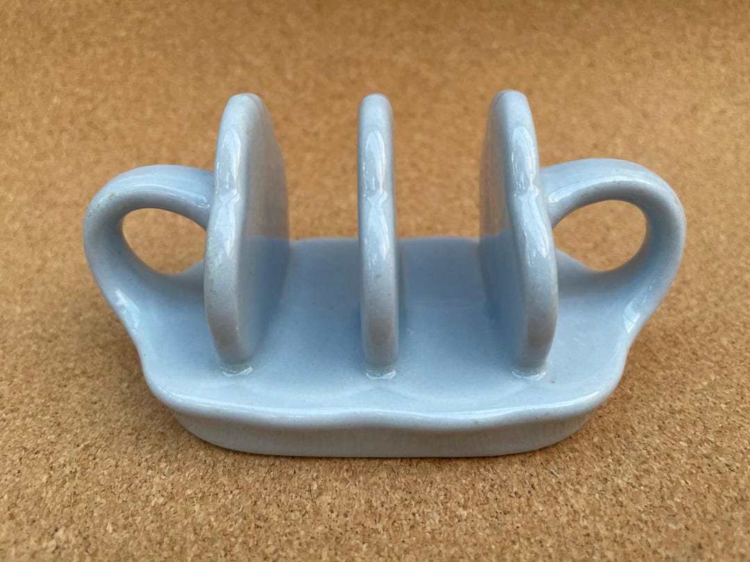 Vintage Pottery Toast Rack Grindley Lupin Petal England Two Slice Blue ...
