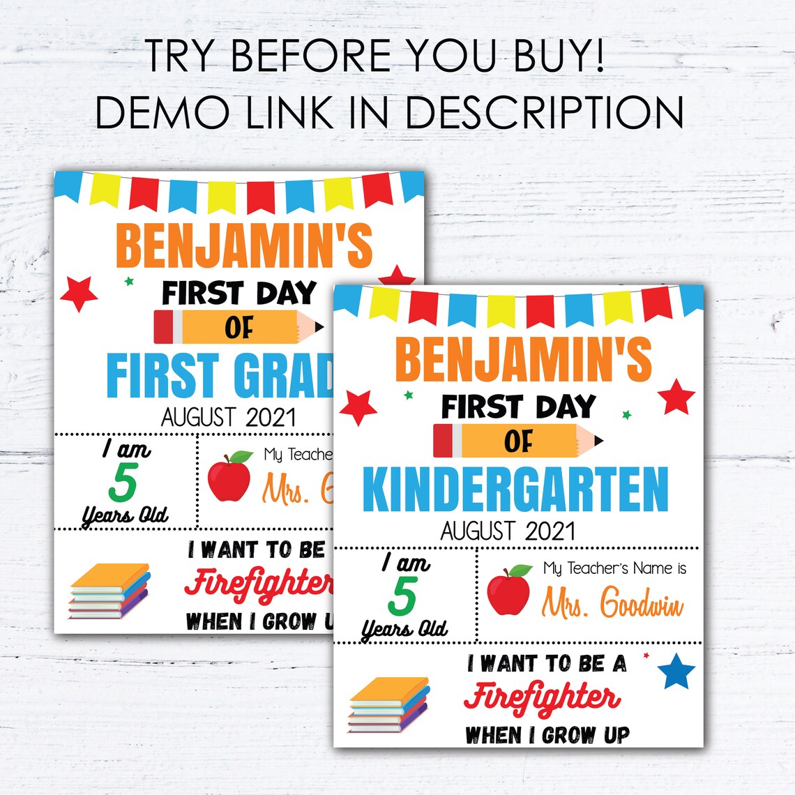 First Day of School Poster Sign, Back to School, Editable, Printable ...