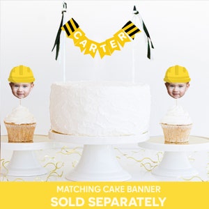 Editable Construction Hard Hat Face Cupcake Topper, Construction Safety ...