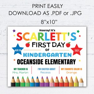 Editable First or Last Day of School Photo Sign Kindergarten | Etsy