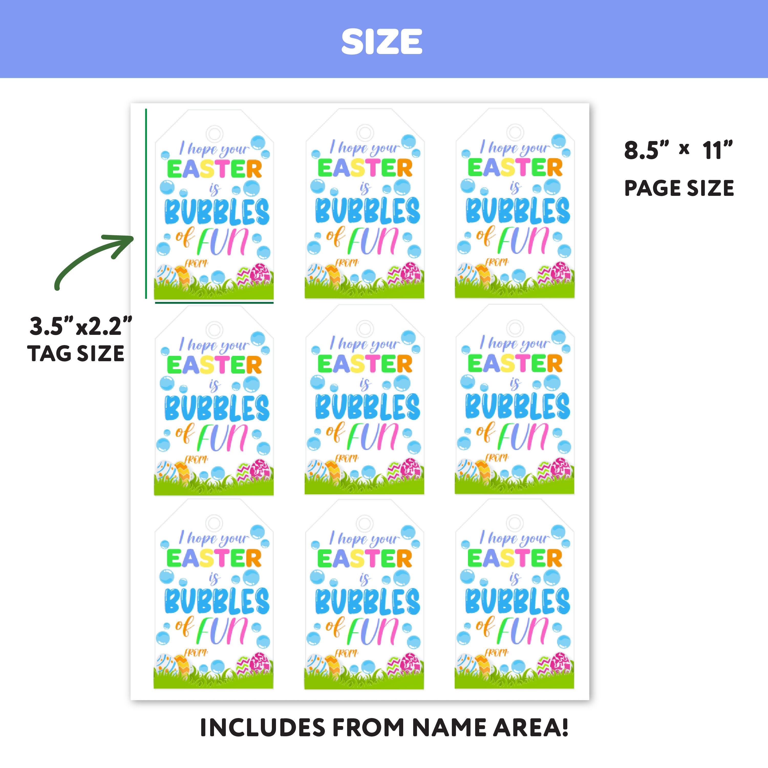 Easter Bubbles Gift Tag, Bubbles of Fun Easter Favor Tag, Kids Easter ...