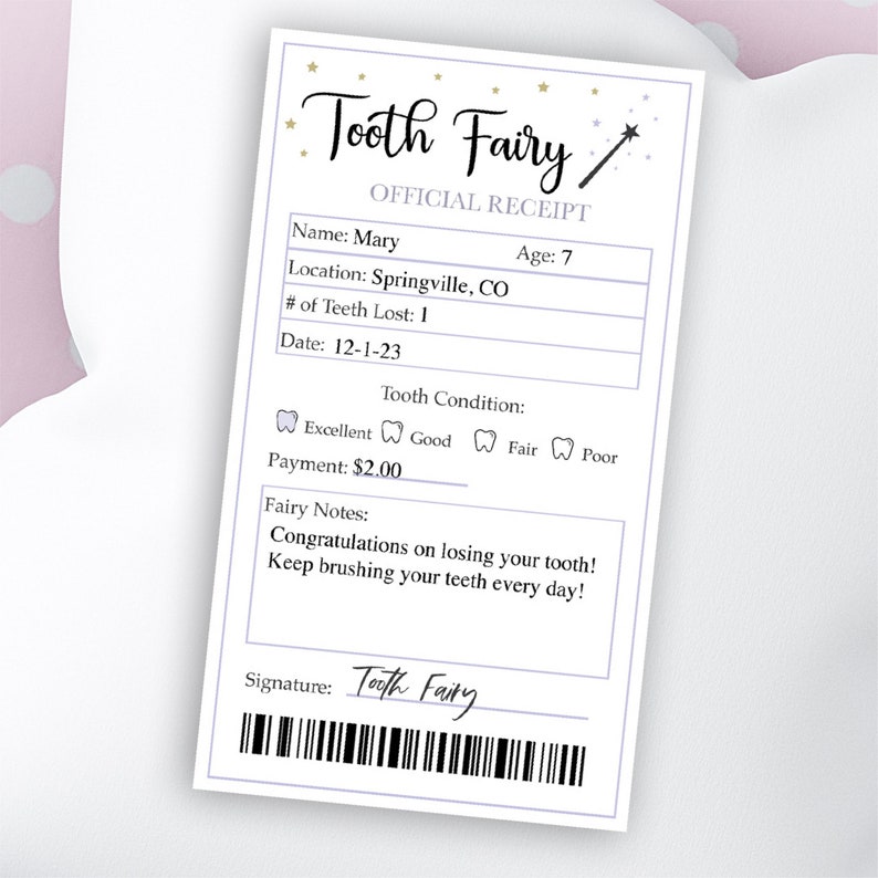Editable Printable Tooth Fairy Receipt and Message Card Bundle, Lost ...