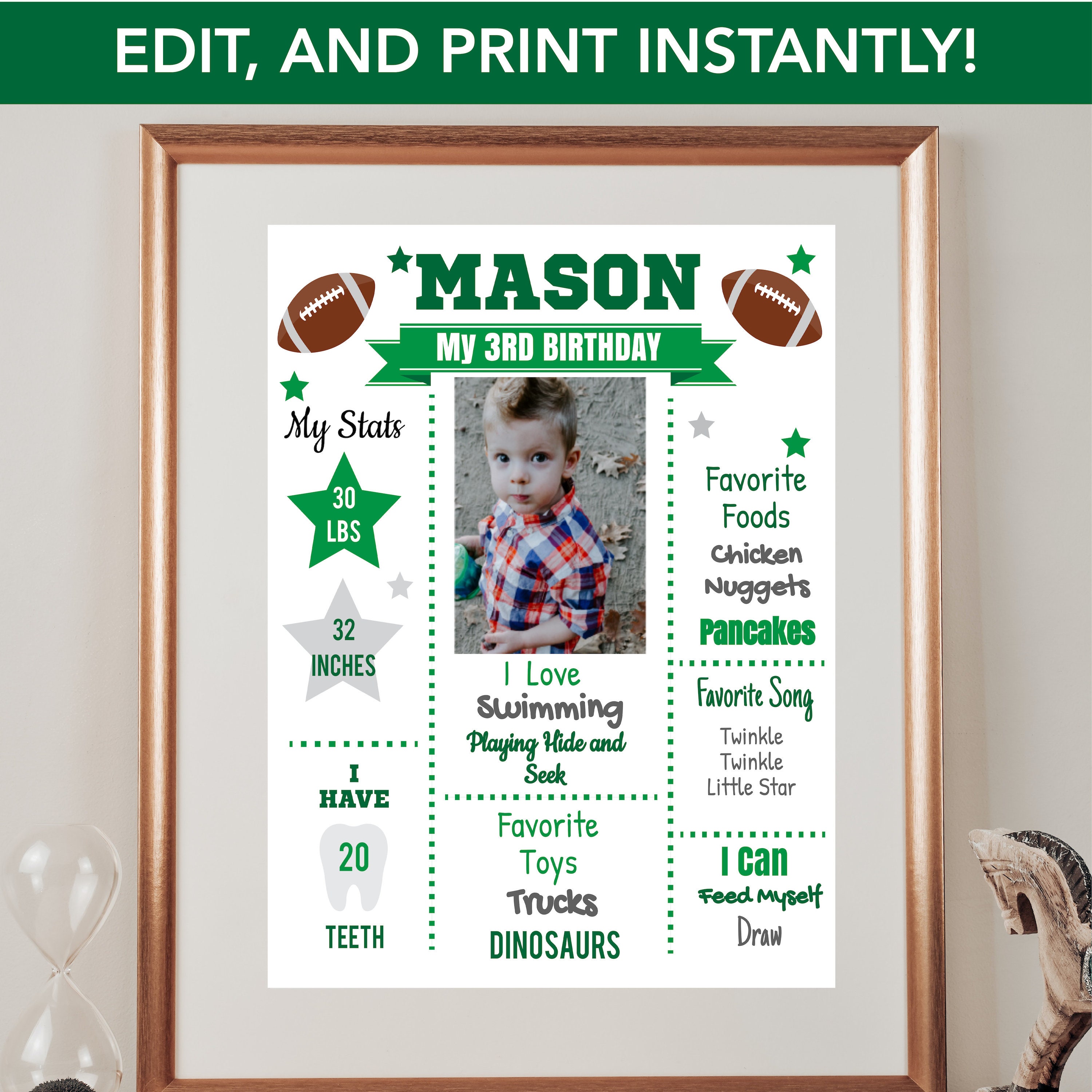 Editable Football Birthday Milestone Poster Instant Template Download ...