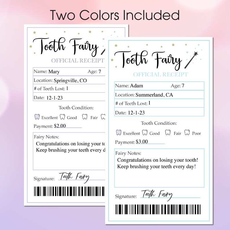 Editable Printable Tooth Fairy Receipt and Message Card Bundle, Lost ...