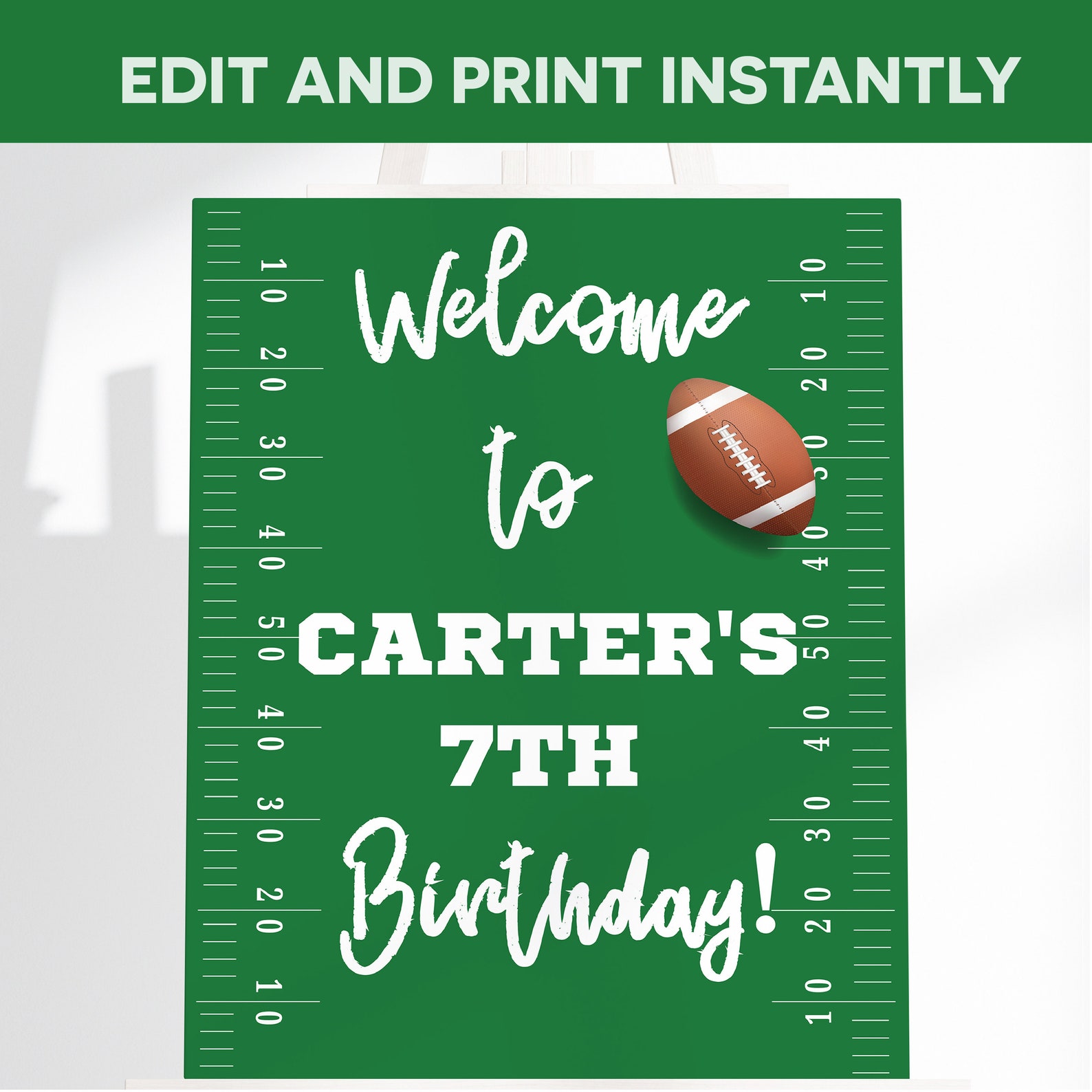 Editable Football Birthday Party Welcome Sign, Football Party Sign ...