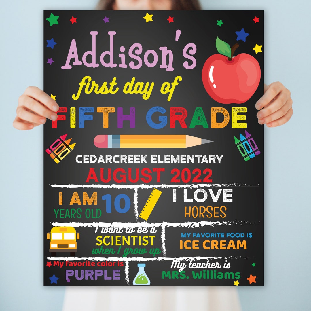 Editable Back to School Chalkboard Sign, First and Last Day of School ...