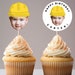 Editable Construction Hard Hat Face Cupcake Topper, Construction Safety ...